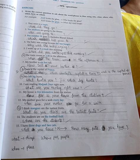 GRAMMAR Wh Questions 31 EXERCISES Wh StudyX