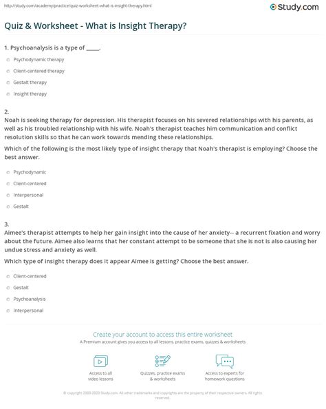 Quiz And Worksheet What Is Insight Therapy
