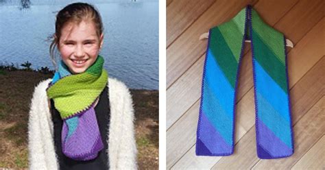 Peacock Stripes Knitted Scarf Free Knitting Pattern