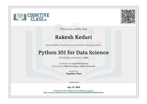 Rakesh Kedari On Linkedin Certification Python Datascience Cognitiveclass