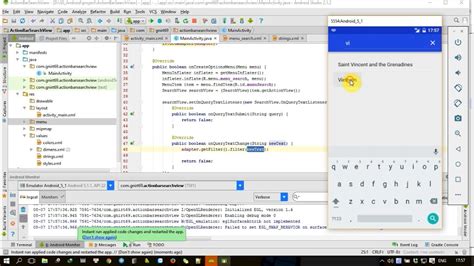 Android Tutorial Implementing Searchview In Action Bar Youtube
