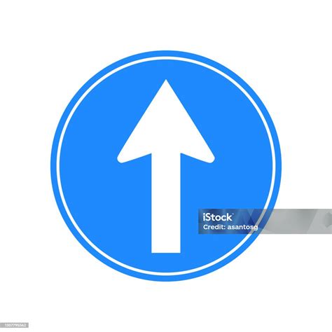 흰색 배경에 격리 된 파란색과 흰색의 둥근 트래픽 신호 강제 전만 0명에 대한 스톡 벡터 아트 및 기타 이미지 0명 곡선