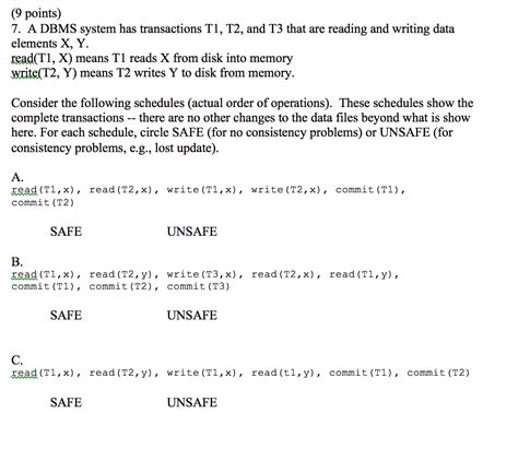 Solved A Dbms System Has Transactions T1 T2 And T3 That