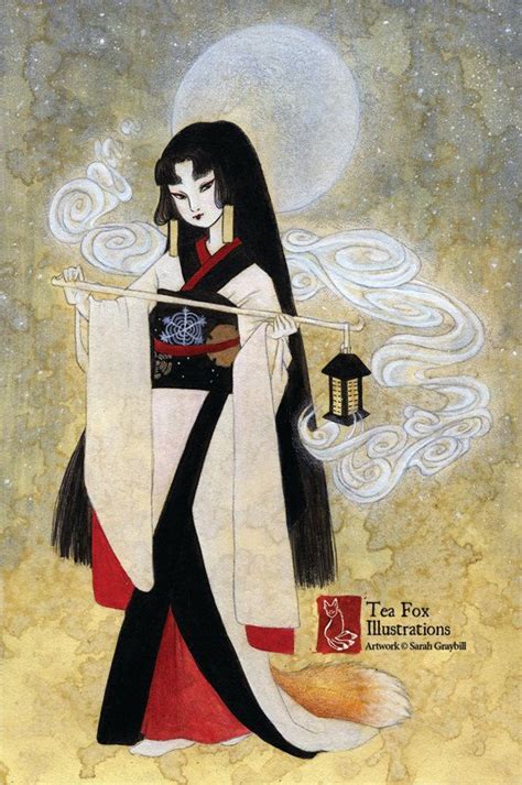 Moon Spirit Ghost Woman Yurei Yokai Japanese Style X Fine Art Print Fox Illustration