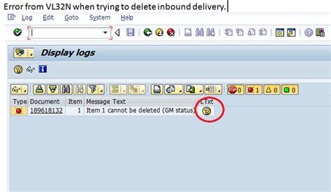 Not Able To Delete Inbound Delivery Sap Community