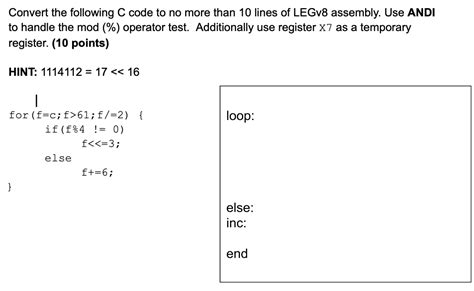 Solved Convert The Following C Code To No More Than 10 Lines