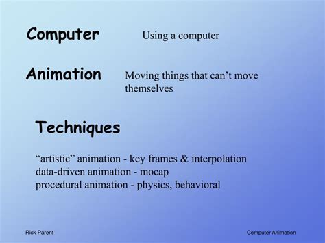 Ppt Computer Animation Algorithms And Techniques Powerpoint