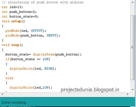 Interfacing Push Button Switch To Arduino PROJECTSDUNIA