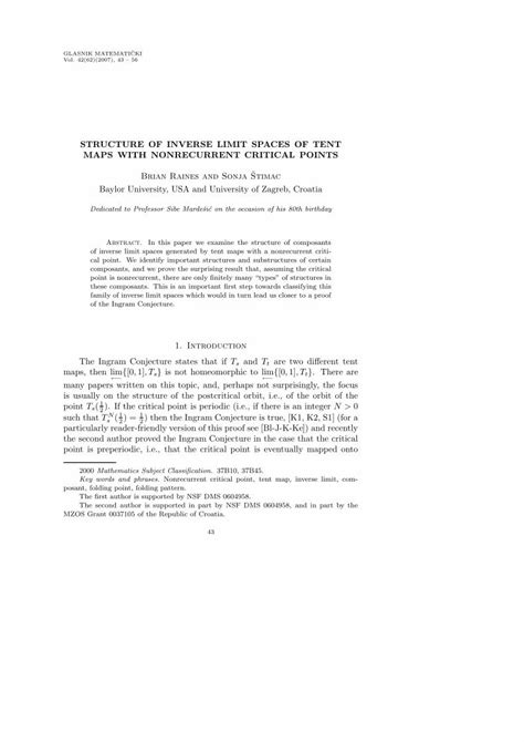 Pdf Structure Of Inverse Limit Spaces Of Tent Maps With Dokumentips