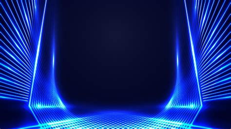 Abstract Blue Laser Lines Frame With Lighting Effect