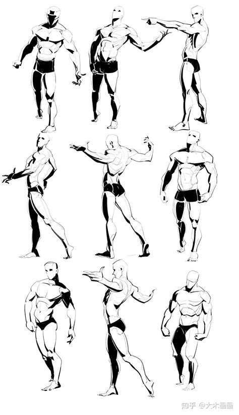 一组男性肌肉动态速写打卡 知乎