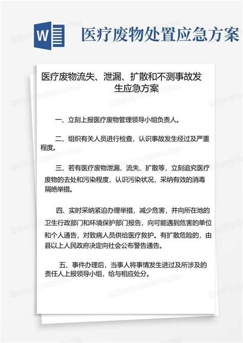 完整版 医疗废物处置应急预案Word模板下载 编号lrjjerne 熊猫办公