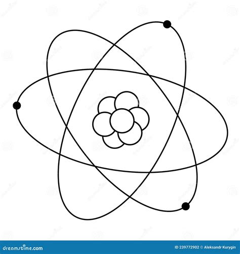 Hand Drawn Image Of An Atom Electrons Orbiting Around The Nucleus Stock Vector Illustration