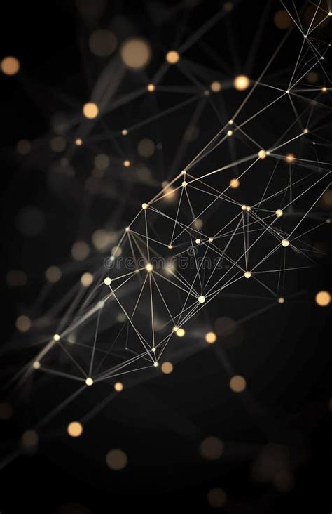 Abstract Network Connection Golden Nodes Lines Digital Technology