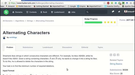 Hackerrank Alternating Characters Solution Youtube