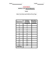 Practice Prelim 2 KEY Name NetID ANSWERKEY BIOMG 3320 MOCK PRELIM 2 2015 Enter Your Name And