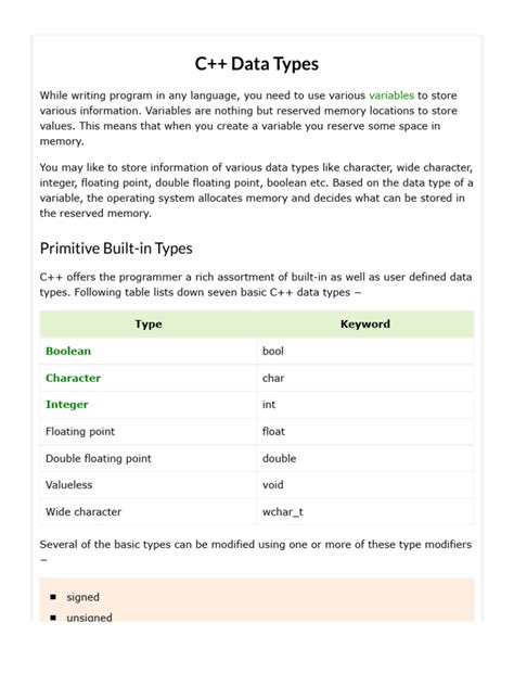 C Data Types Pdf Integer Computer Science Data Type
