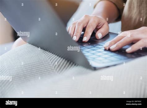 Closeup Image Of Woman S Hands Using And Typing On Laptop Keyboard Stock Photo Alamy