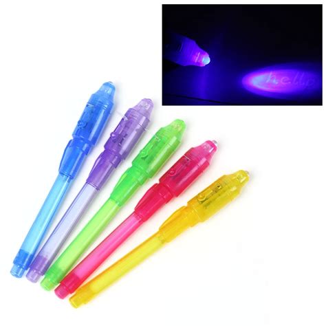 Buy 5pcs Invisible Ink Pen Built In Uv Light Magic