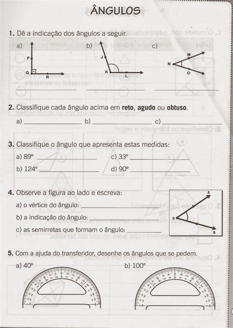 Atividades Angulos 4 Ano Nazaedu