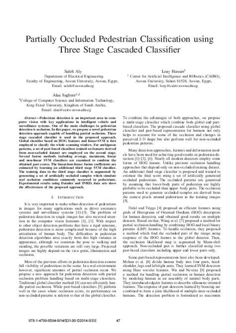 Pdf Partially Occluded Pedestrian Classification Using Three Stage