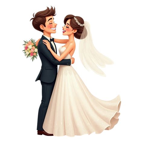 Illustration Of A Joyful Wedding Couple 58178476 Png