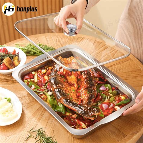 ถาดใส่อาหาร ถาดถนอมอาหารสแตนเลส พร้อมขาตั้งและฝาแก้วปิด ถาดสแตนเลสบุฟเฟ่ หนาเเข็งเเรง ใส่ร้อน