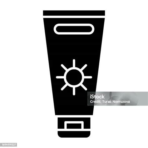 자외선 차단 크림 솔리드 아이콘 여름 개념 흰색 배경에 자외선 차단제 기호 글리프 스타일의 모바일 개념 웹 디자인의 자외선 차단 크림 아이콘 벡터 그래픽 건강관리와 의술에