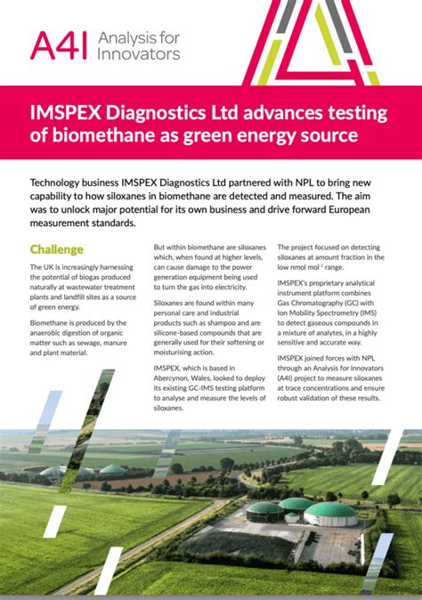 Setting The Standard For Siloxane Measurement In Biomethane Testing Imspex Diagnostics Ltd
