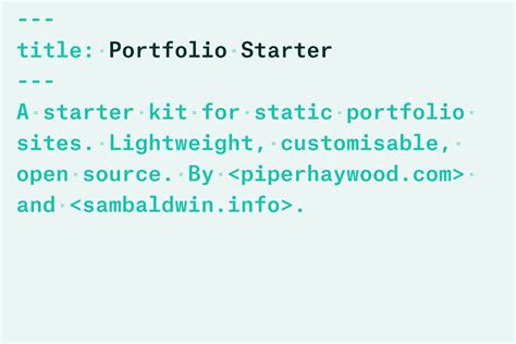 Portfolio Starter Portfolio Starter