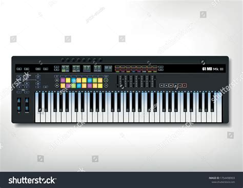 Realistic Synthesizer Midi Controller Technology Objectvector Stock Vector Royalty Free