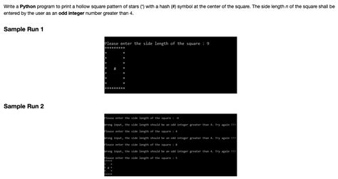 Solved Write A Python Program To Print A Hollow Square