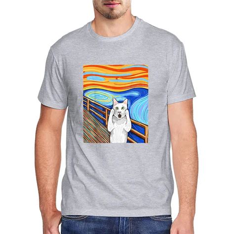 비명 고양이 패러디 고양이 애호가 야옹 웃긴 고양이 그래픽 남성 티 하라주쿠 티셔츠 빈티지 의류 탑 100 면 여성 티셔츠 Aliexpress