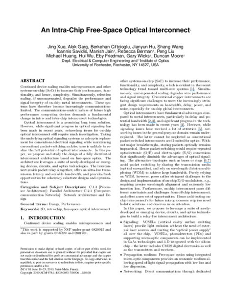 Pdf An Intra Chip Free Space Optical Interconnect Eby Friedman