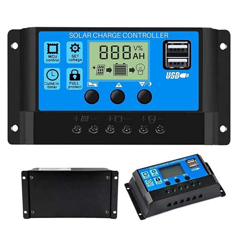 Dual Usb Solar Panel Battery Charge Controller 12v 24v Lcd Display