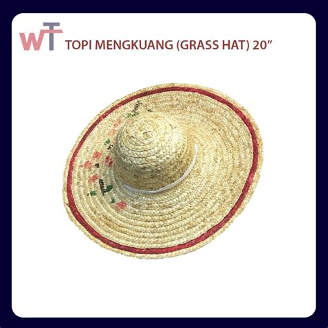 Grass Hat Grass Straw Farmer Hat Cap Topi Rumput Jerami Petani