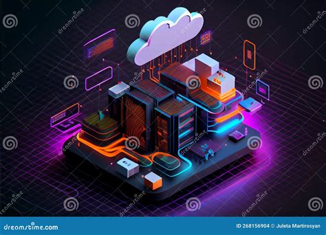 Cloud Computing Technology Concept Background Digital Illustration Generative Ai Stock