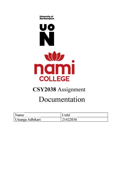 Csy2038 Assignment 2 Siddharth Csy2038 Assignment Documentation Name Unid Utsarga Adhikari