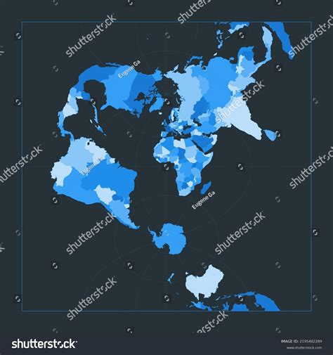World Map Transverse Spherical Mercator Projection Stock Vector