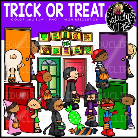 Group Of Trick Or Treaters Clipart