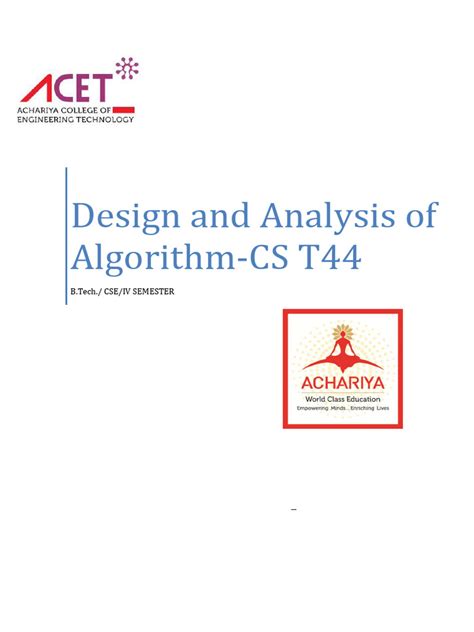 Daadesign And Analysis Of Algorithm Cse Pdf Data Type Algorithms