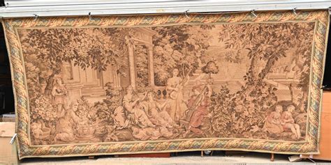 Xl Flemish Tapestry Wall Hanging Musical Instrument Idyll