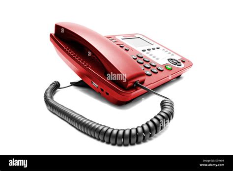 Red IP Office Phone Isolated On White Background Stock Photo Alamy