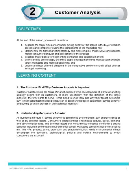 Module 2 Customer Analysis Pdf Marketing Market Segmentation