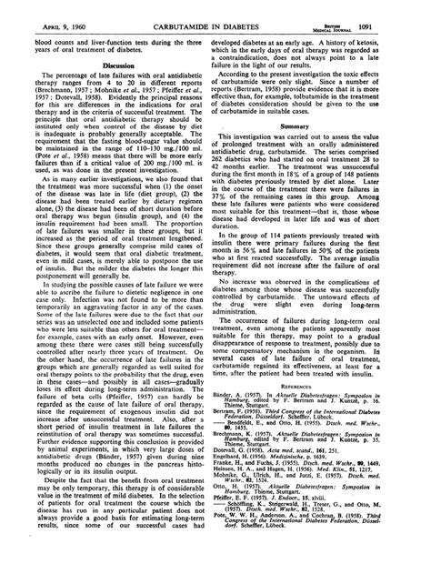 Carbutamide In Diabetes Pmc