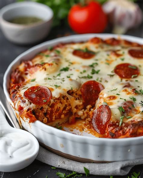 Cottage Cheese Pepperoni Pizza Bake Evelyns Cooking