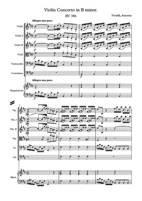 Violin Concerto In B Minor Rv 386 Vivaldi Antonio Imslp