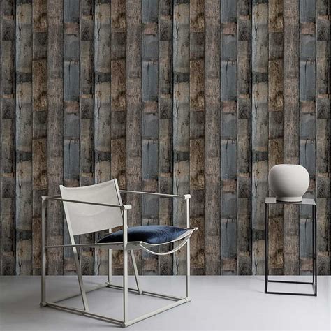 Timber Effect By Albany Blue Wallpaper Wallpaper Direct