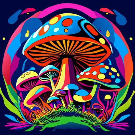 Psychedelic Mushroom Vector Illustration Premium Ai Generated Vector