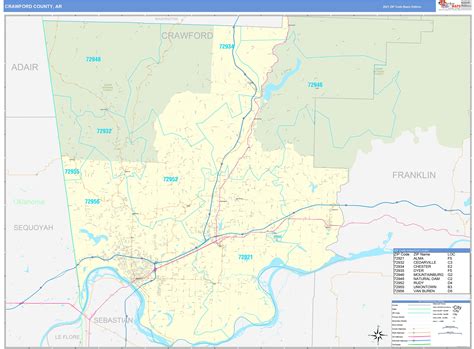 Crawford County Ar Zip Code Wall Map Basic Style By Marketmaps